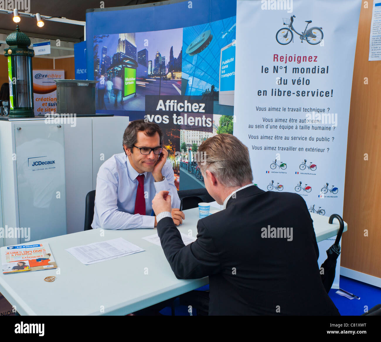 Paris, France, Man at Paris Jobs Fair, Job Seeker at "J.C. Decaux ...