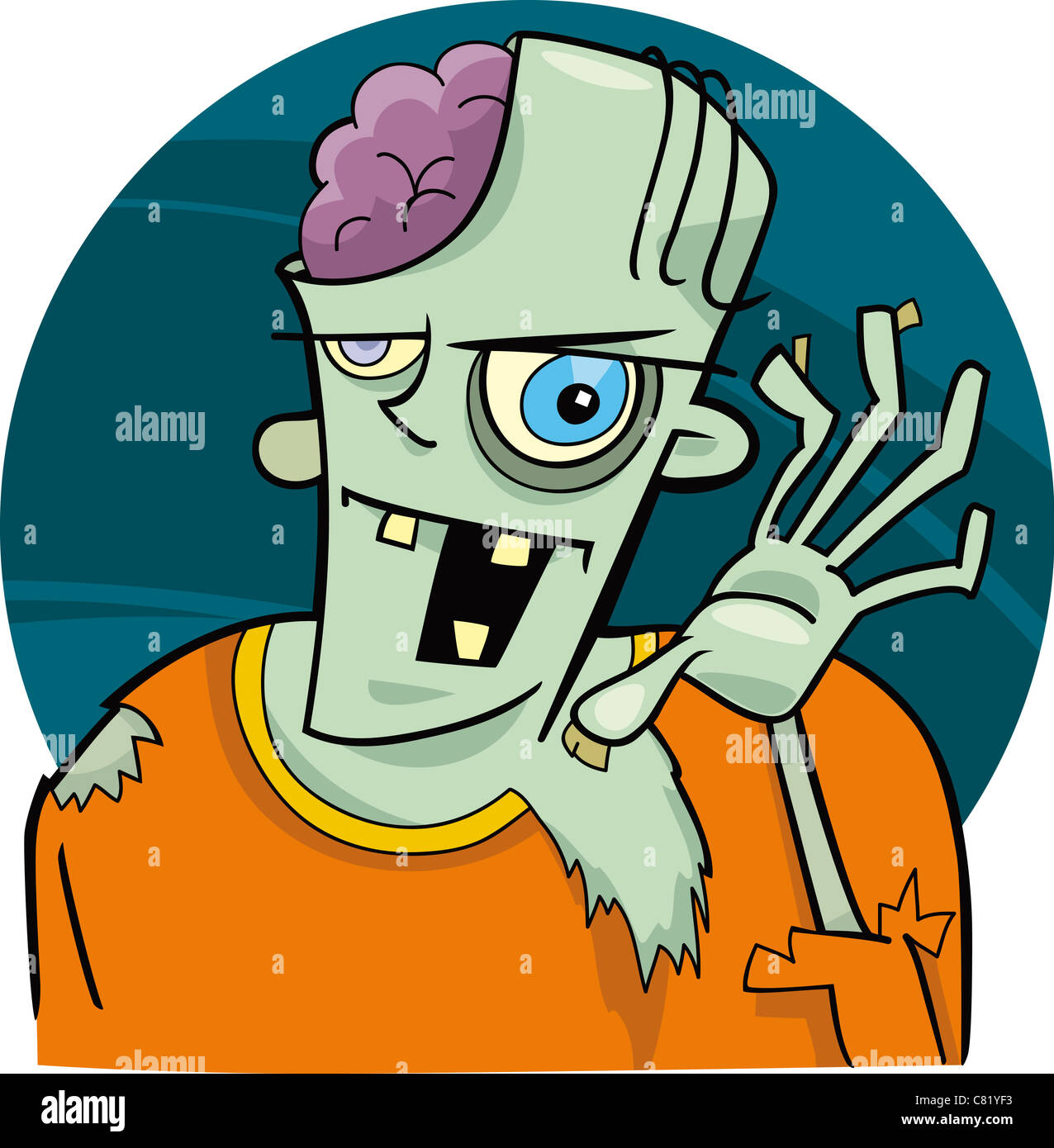 cartoon illustration of funny zombie Stock Photo - Alamy