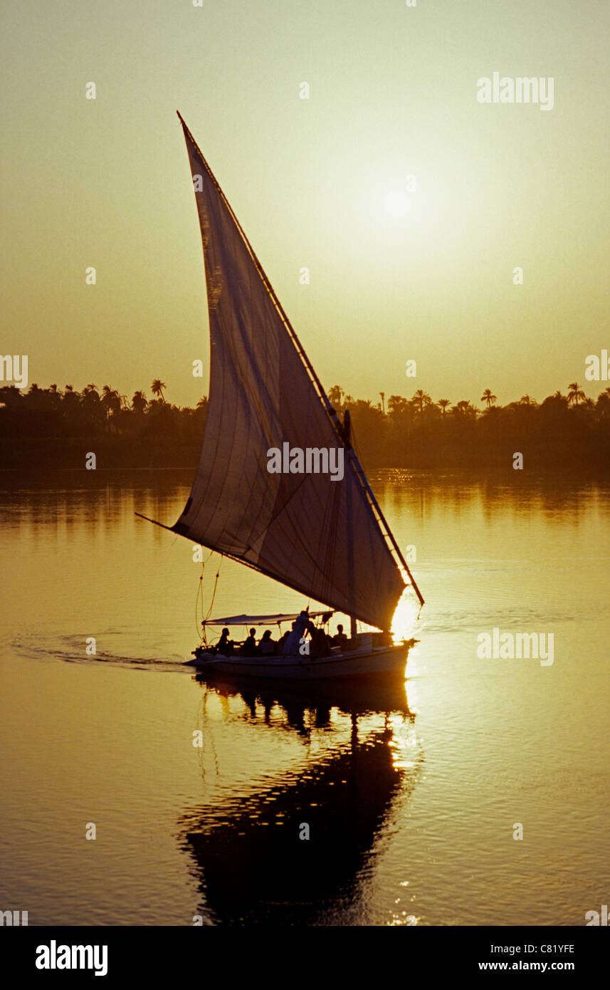 Felucca on the River Nile at sunset, Egypt Stock Photo - Alamy
