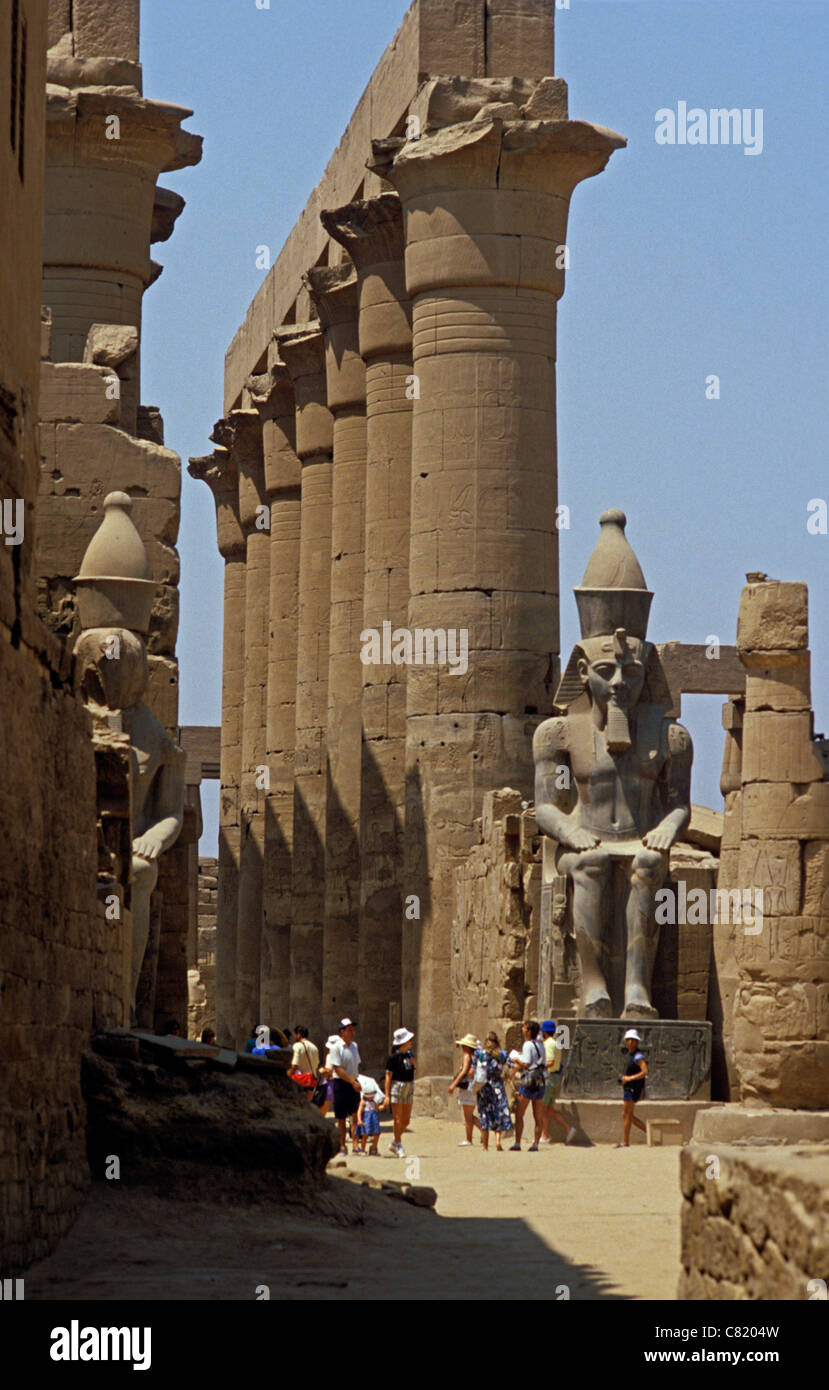 Hypostyle Hall and statue of Ramses II, Luxor Temple, Egypt Stock Photo ...