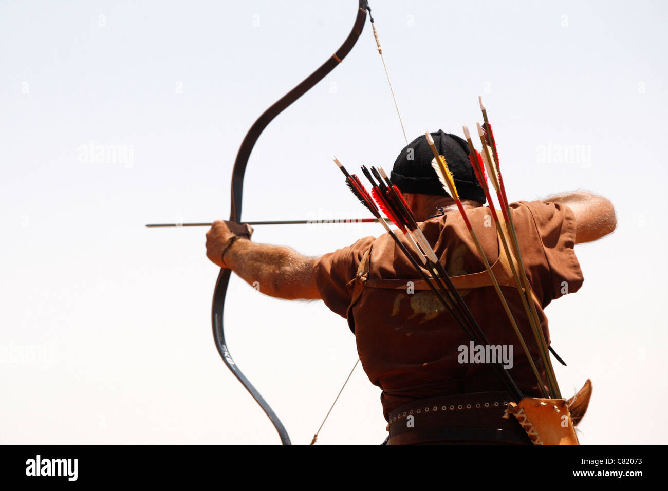 Participant compete competition horseback archery man horse Stock Photo ...
