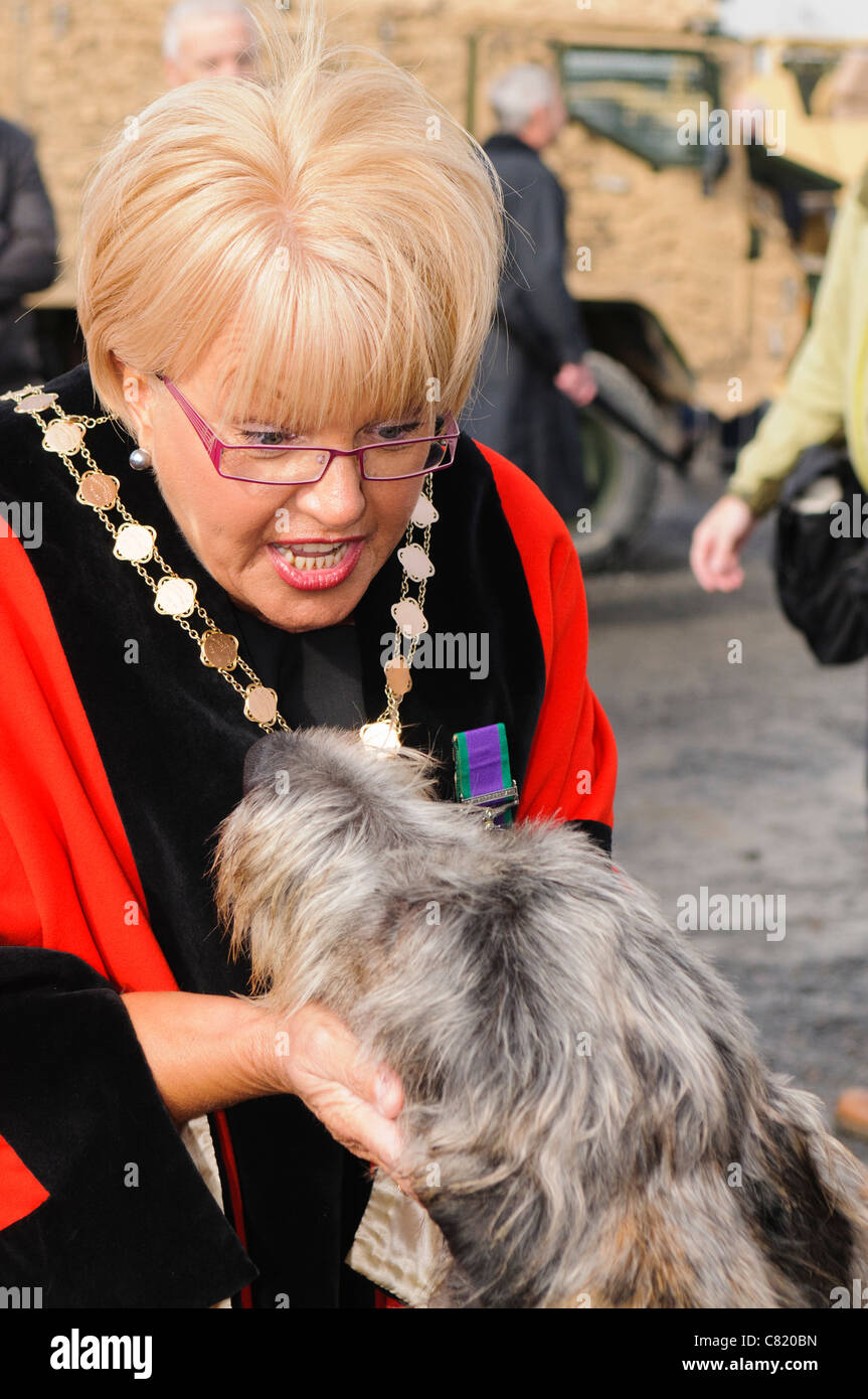 Deputy Lord Mayor of Belfast, Ruth Patterson, with Finn, mascot of the ...