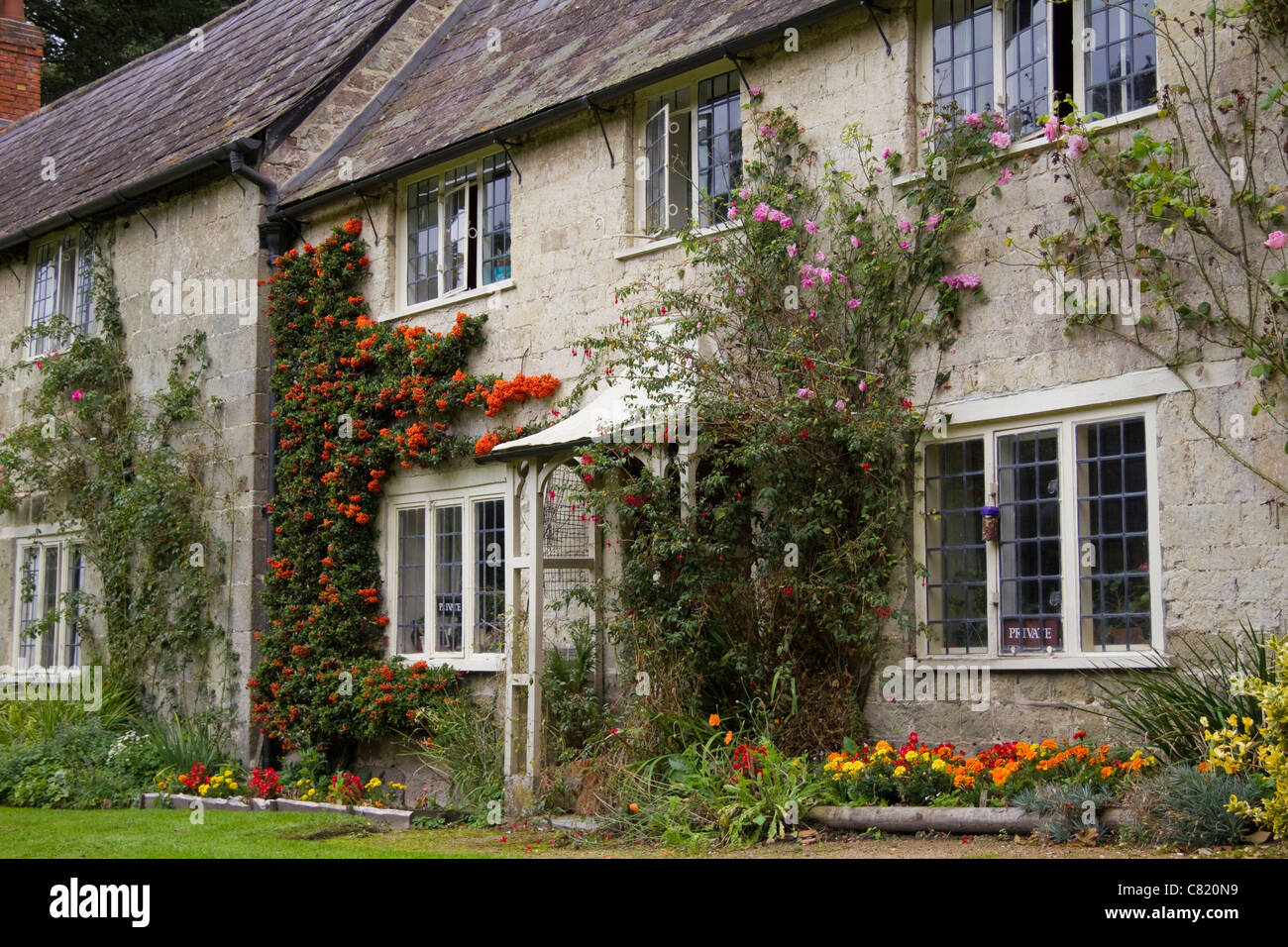 Cottages on the Stourhead Estate Wiltshire England UK Stock Photo - Alamy