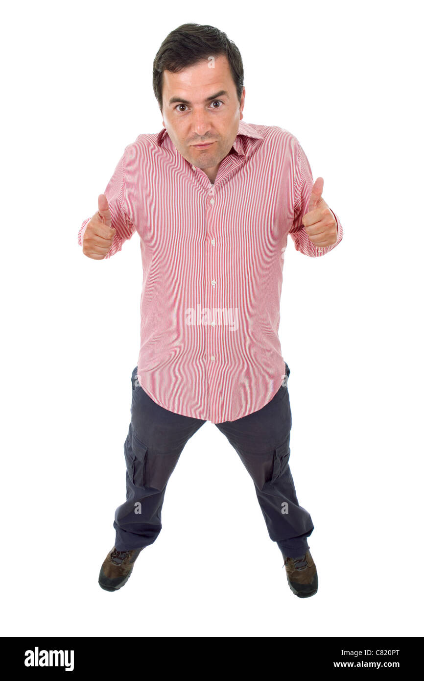 young casual man full body going thumbs up Stock Photo - Alamy