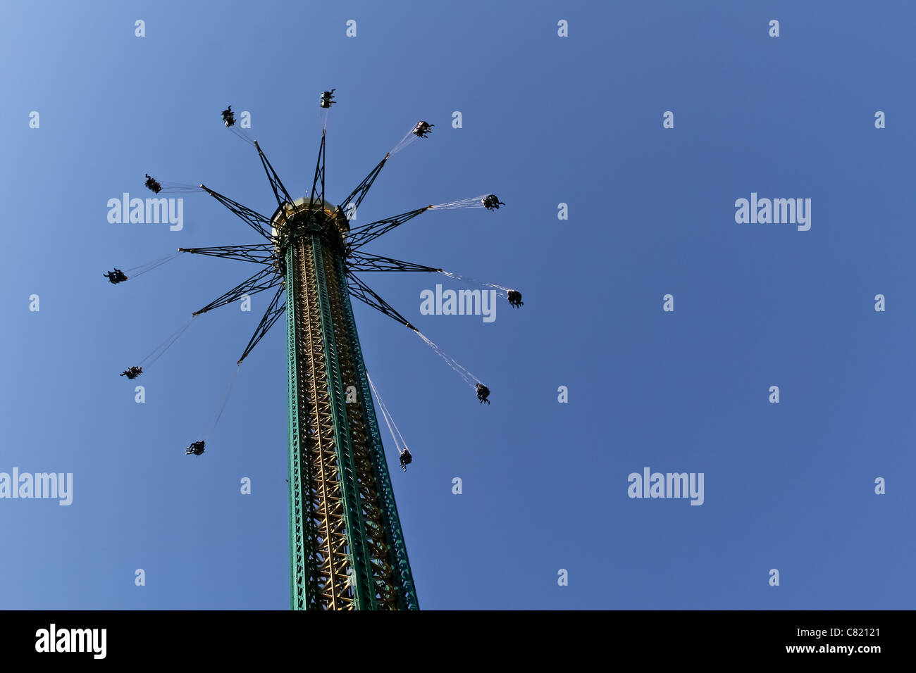 A carousel high up in the air in an amusement park in Vienna Stock ...