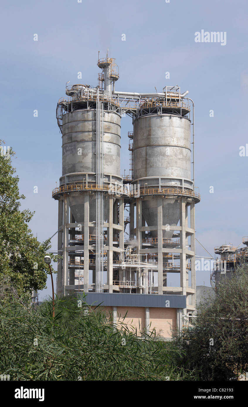 Close-ups of different parts of a factory gas processing and packaging ...