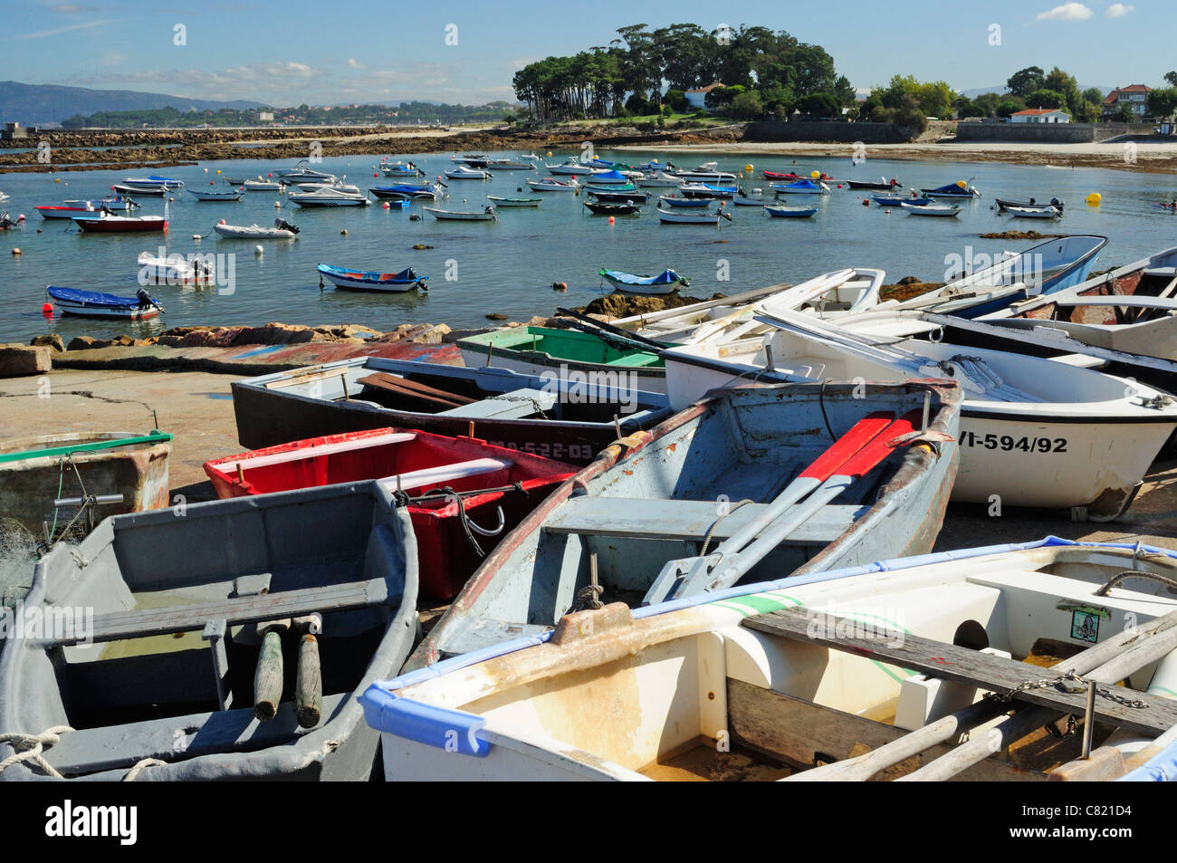 Traditional fishing boats in Canido port. Vigo, Galicia, Spain Stock ...