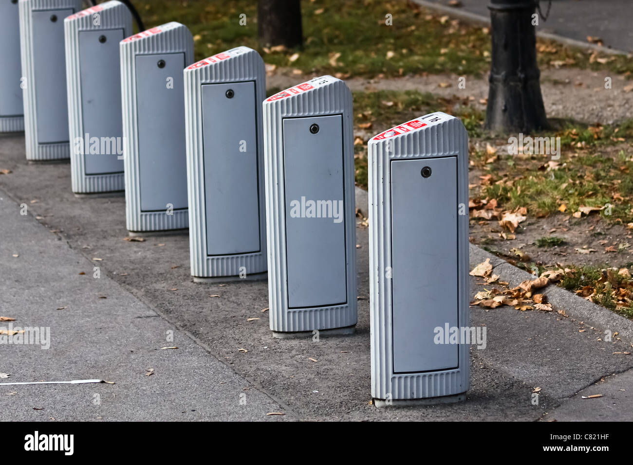 A bike rack in the city of Vienna where bikes can be rented for a very ...