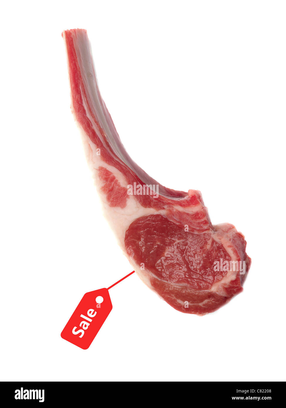 A lamb chop isolated against a white background Stock Photo - Alamy