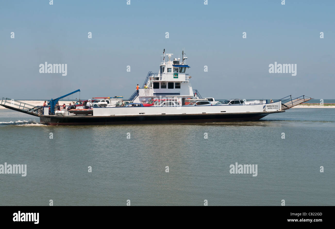 Alabama, Dauphin Island, car toll ferry to Fort Morgan across mouth of ...