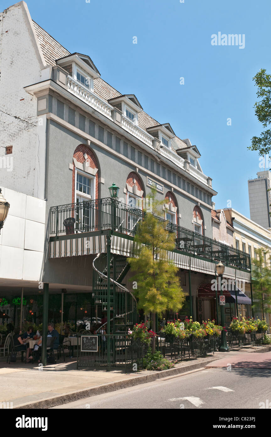 Alabama, Mobile, Historic Downtown, Dauphin Street, sidewalk cafe ...
