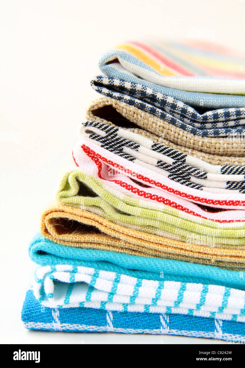 Pile of linen kitchen towels Stock Photo - Alamy