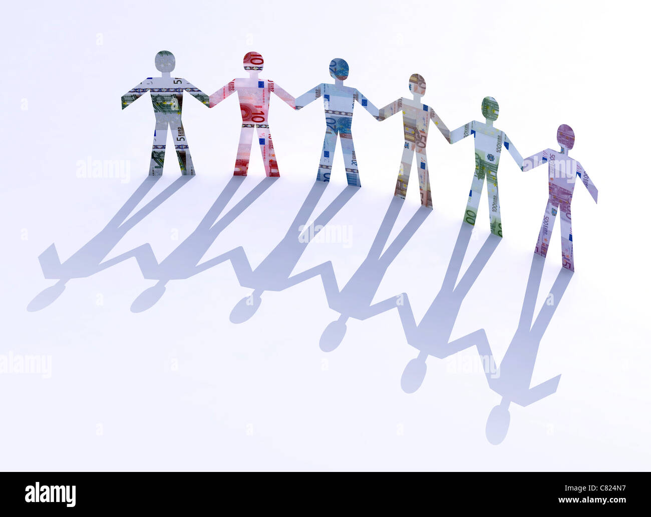 Paper man chain long shadow hi-res stock photography and images - Alamy