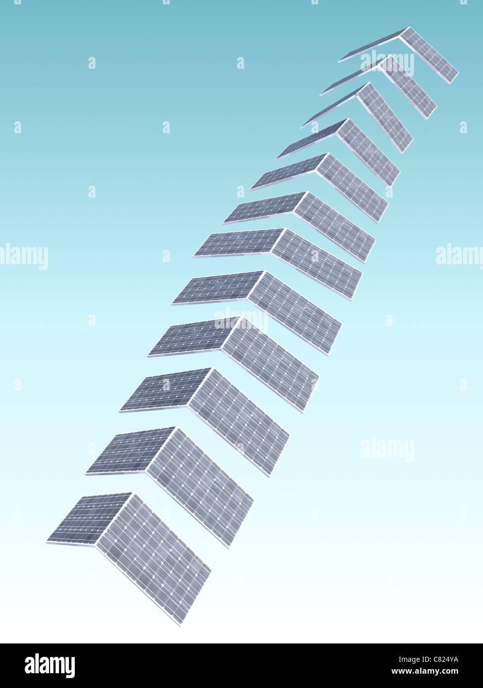 solar panels fly on blue gradient background 3d illustration Stock ...