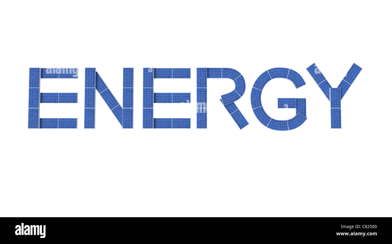 written energy made by solar panels Stock Photo - Alamy