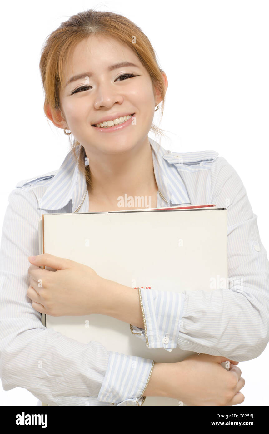 young girl with paper work in the office Stock Photo - Alamy
