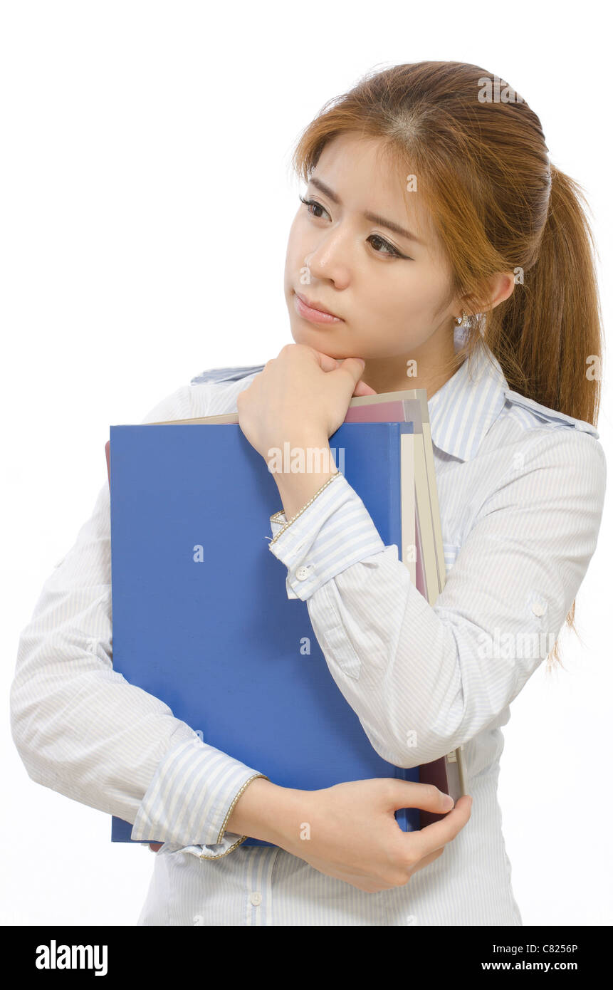 young girl with paper work in the office Stock Photo - Alamy