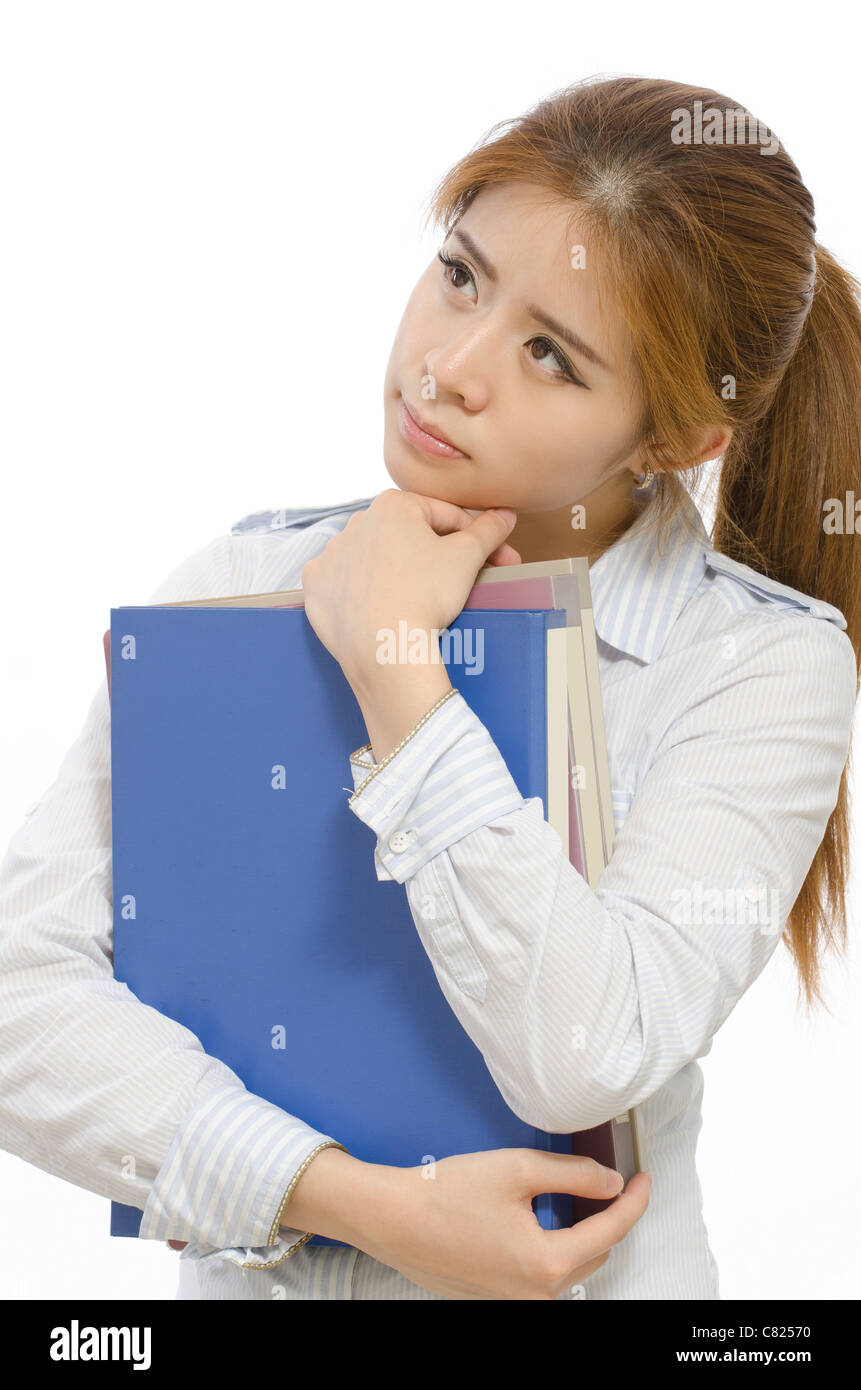 young girl with paper work in the office Stock Photo - Alamy
