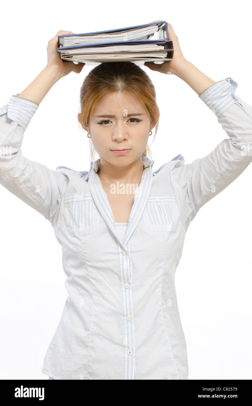 young girl with paper work in the office Stock Photo - Alamy