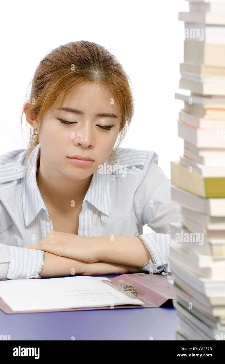 young girl with paper work in the office Stock Photo - Alamy