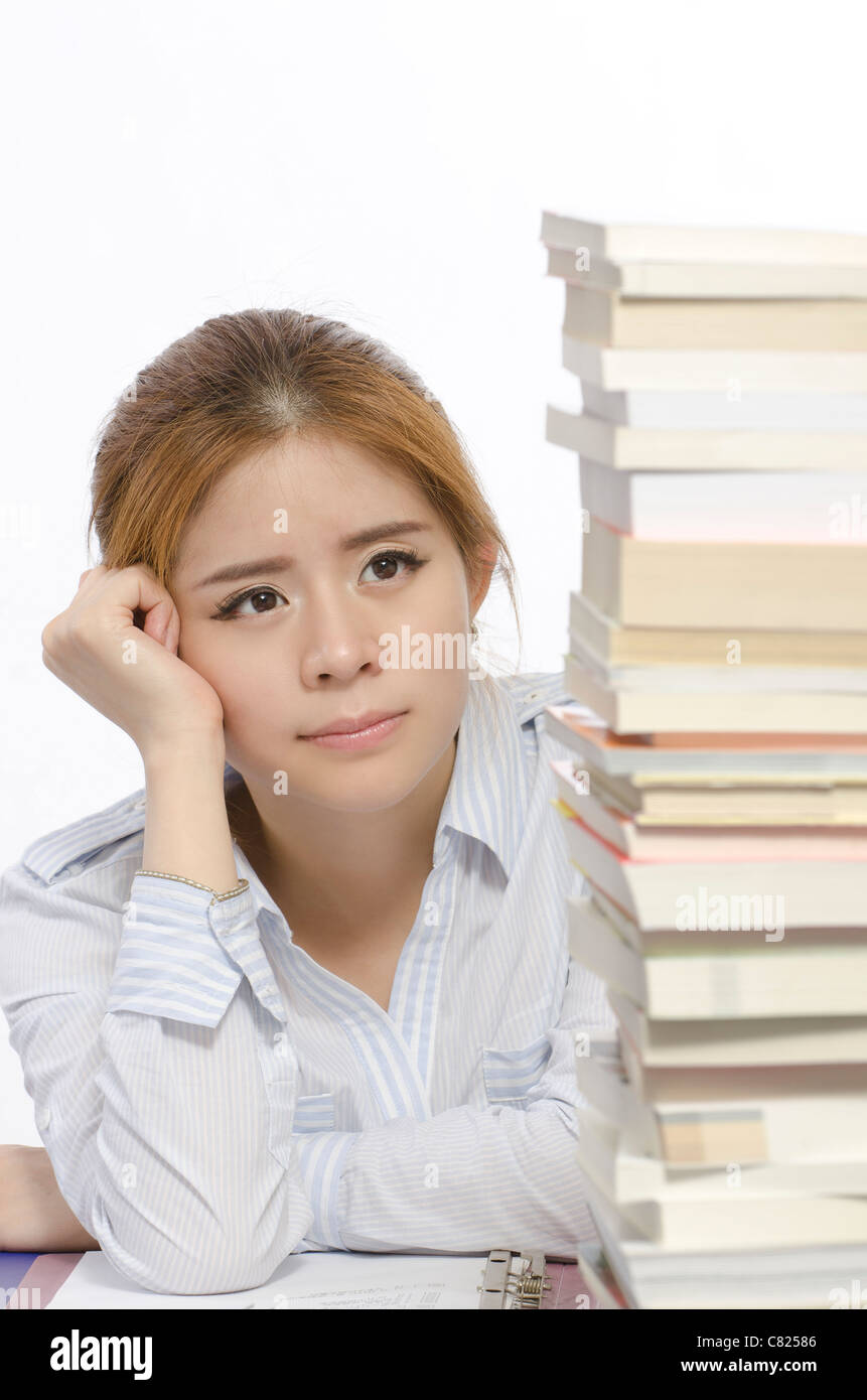 young girl with paper work in the office Stock Photo - Alamy