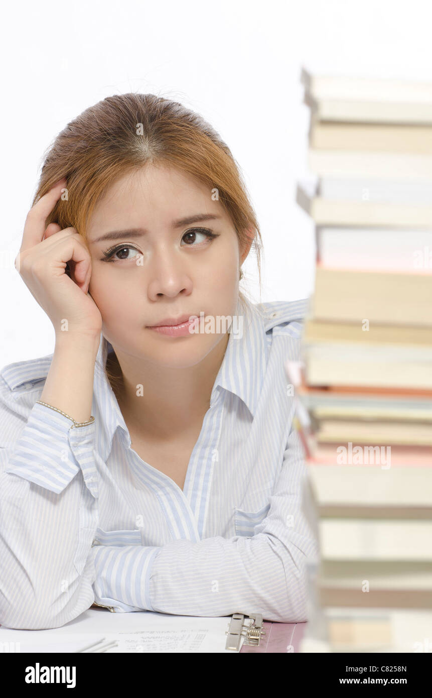young girl with paper work in the office Stock Photo - Alamy