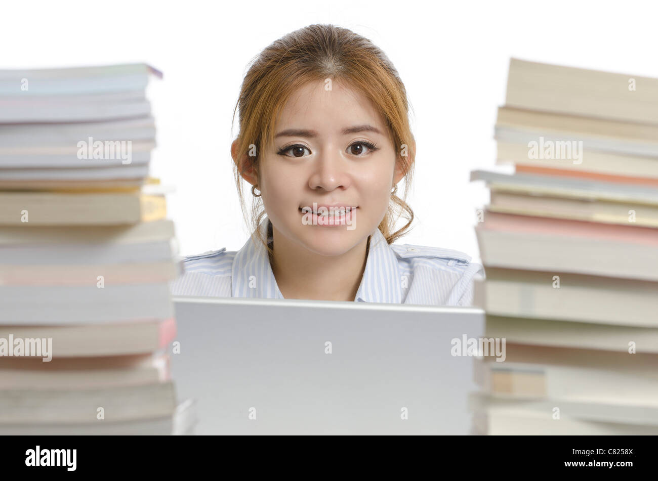 young girl with paper work in the office Stock Photo - Alamy