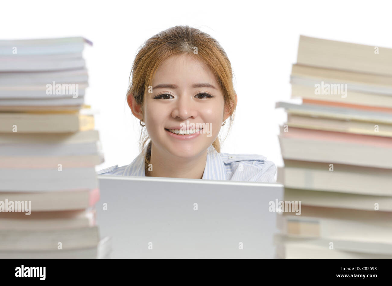 young girl with paper work in the office Stock Photo - Alamy