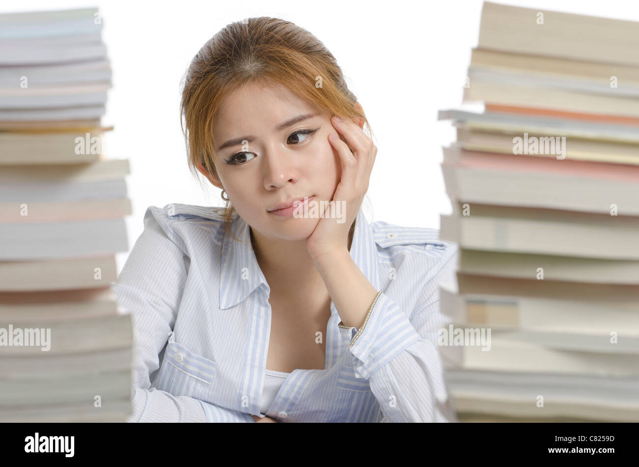 young girl with paper work in the office Stock Photo - Alamy