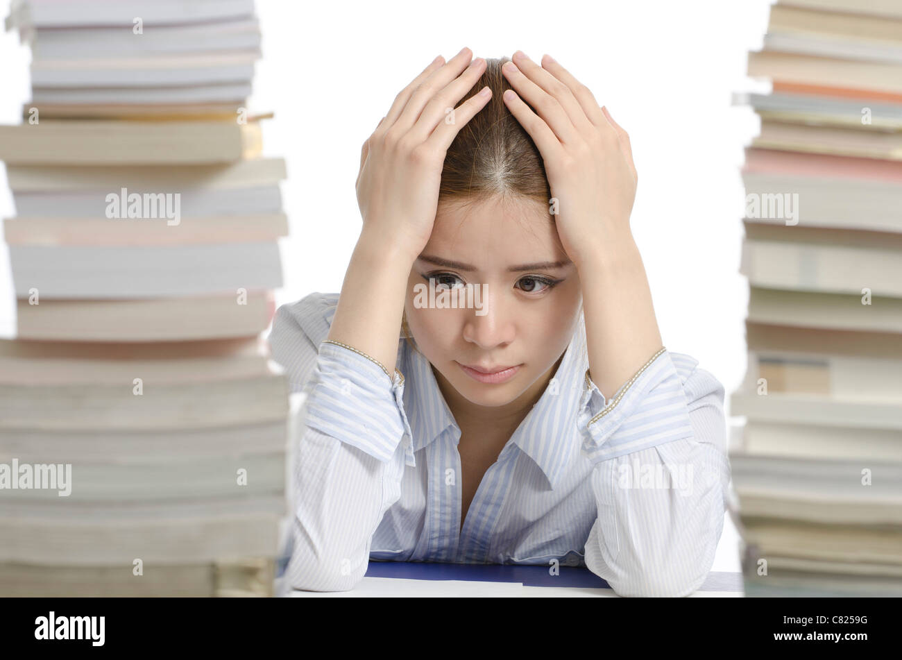 young girl with paper work in the office Stock Photo - Alamy
