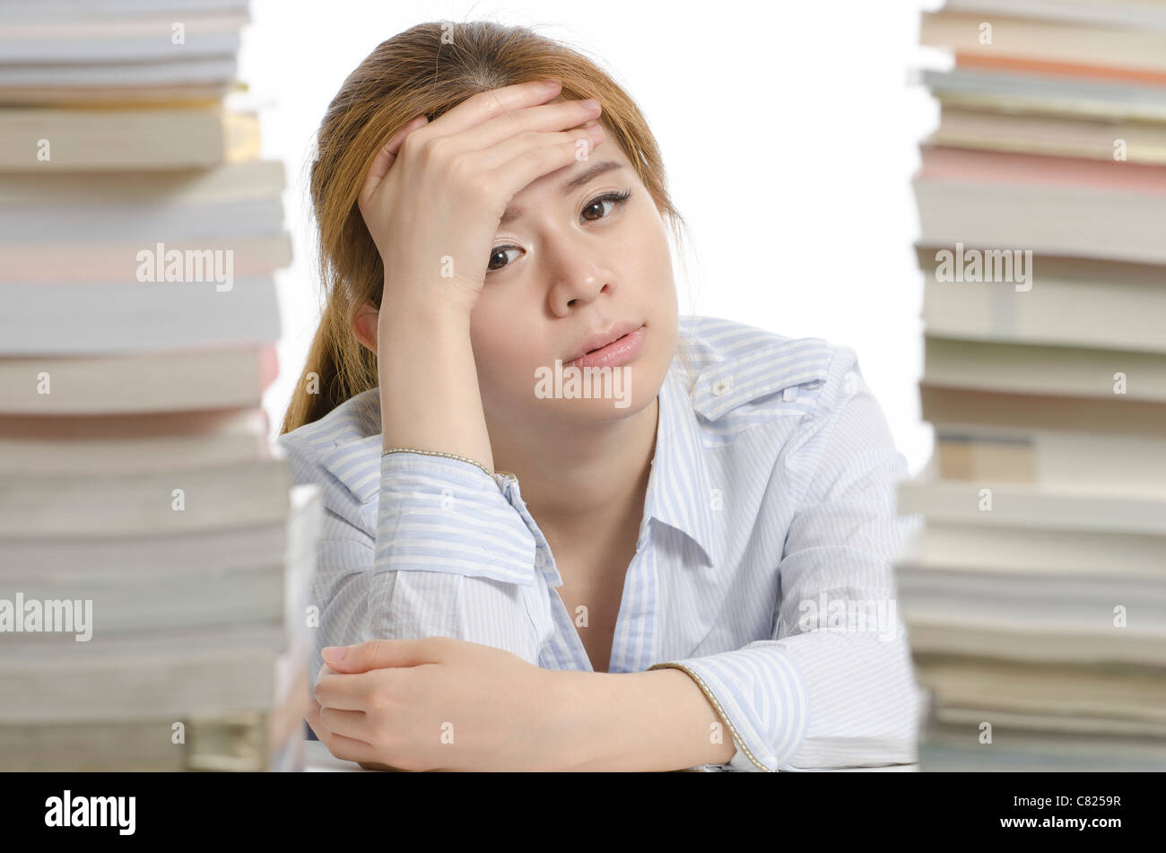 young girl with paper work in the office Stock Photo - Alamy
