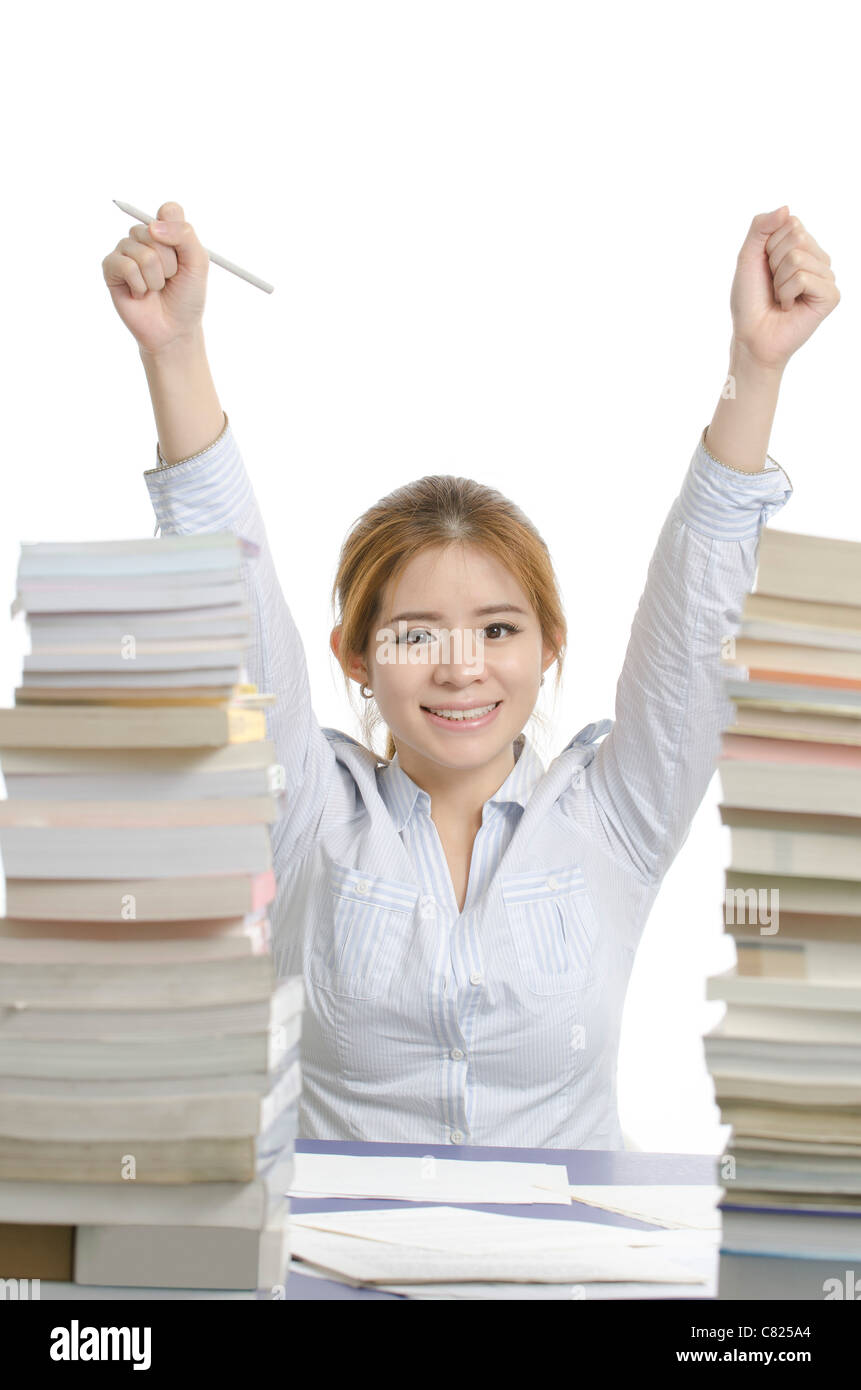 young girl with paper work in the office Stock Photo - Alamy