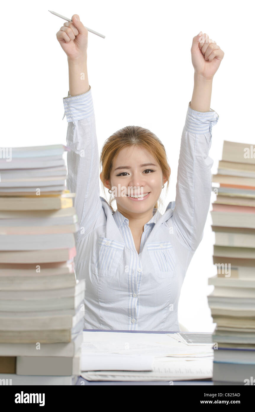 young girl with paper work in the office Stock Photo - Alamy