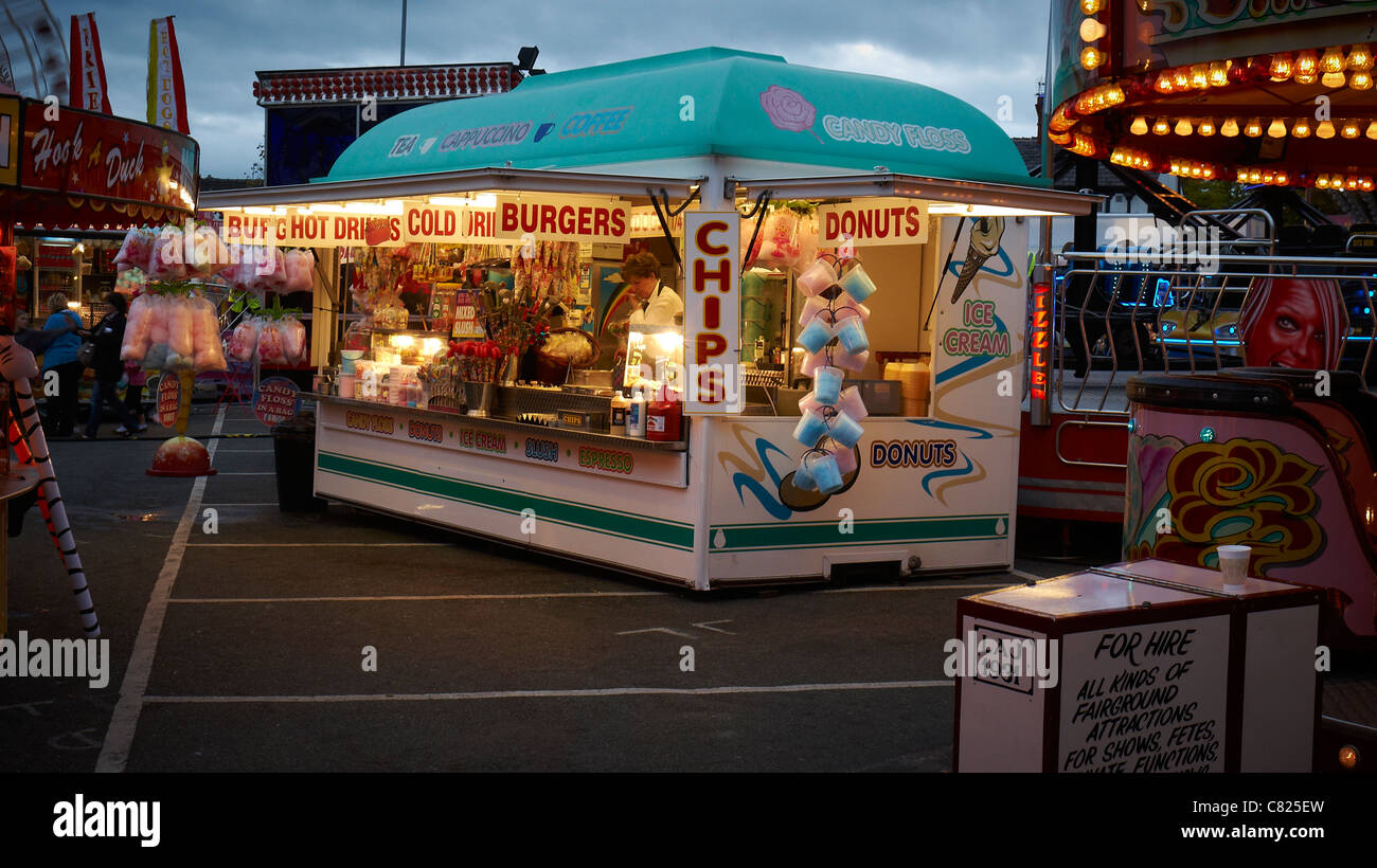 Stall selling food on funfair in Sandbach Cheshire UK Stock Photo - Alamy