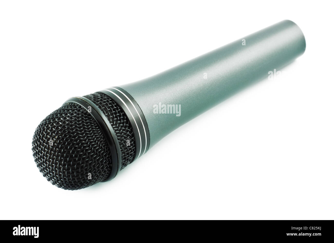 gray vocal microphone isolated on white background Stock Photo - Alamy