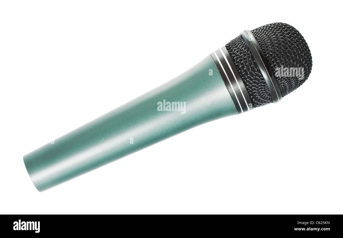 gray vocal microphone isolated on white background Stock Photo - Alamy