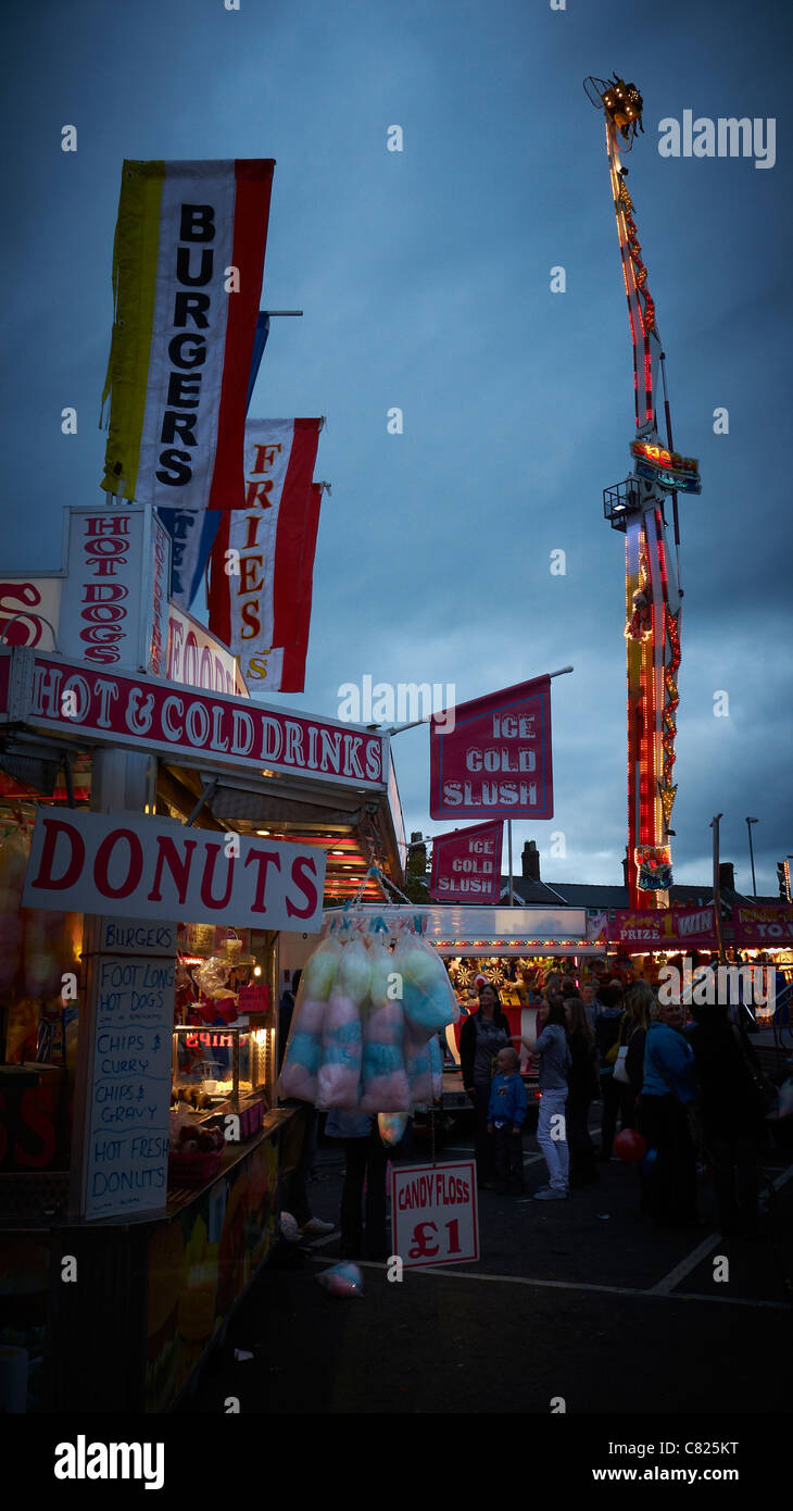 Stall selling food on funfair in Sandbach Cheshire UK Stock Photo - Alamy