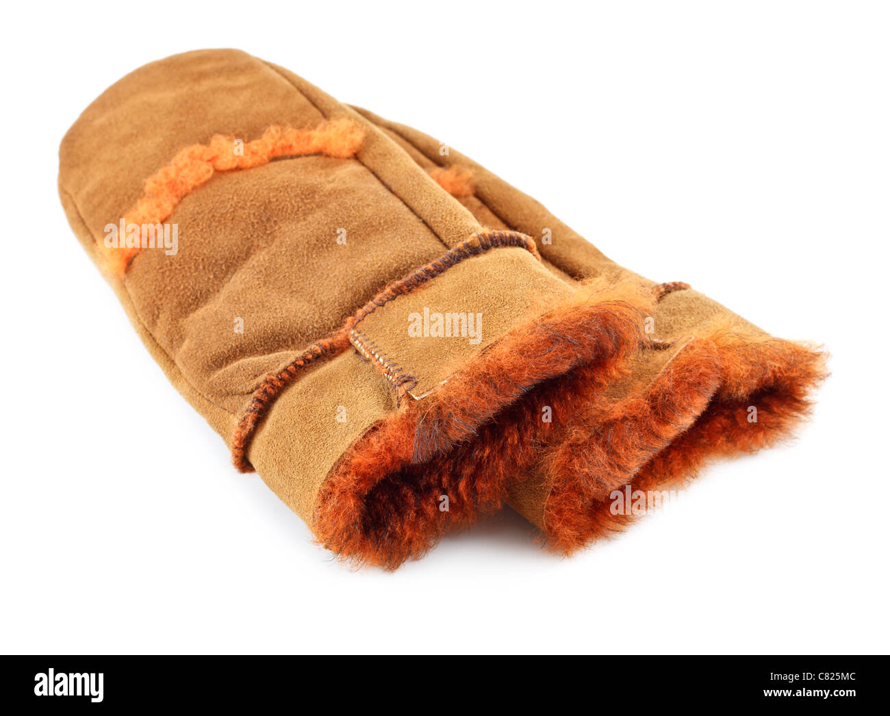 fur suede mittens isolated on white background Stock Photo - Alamy