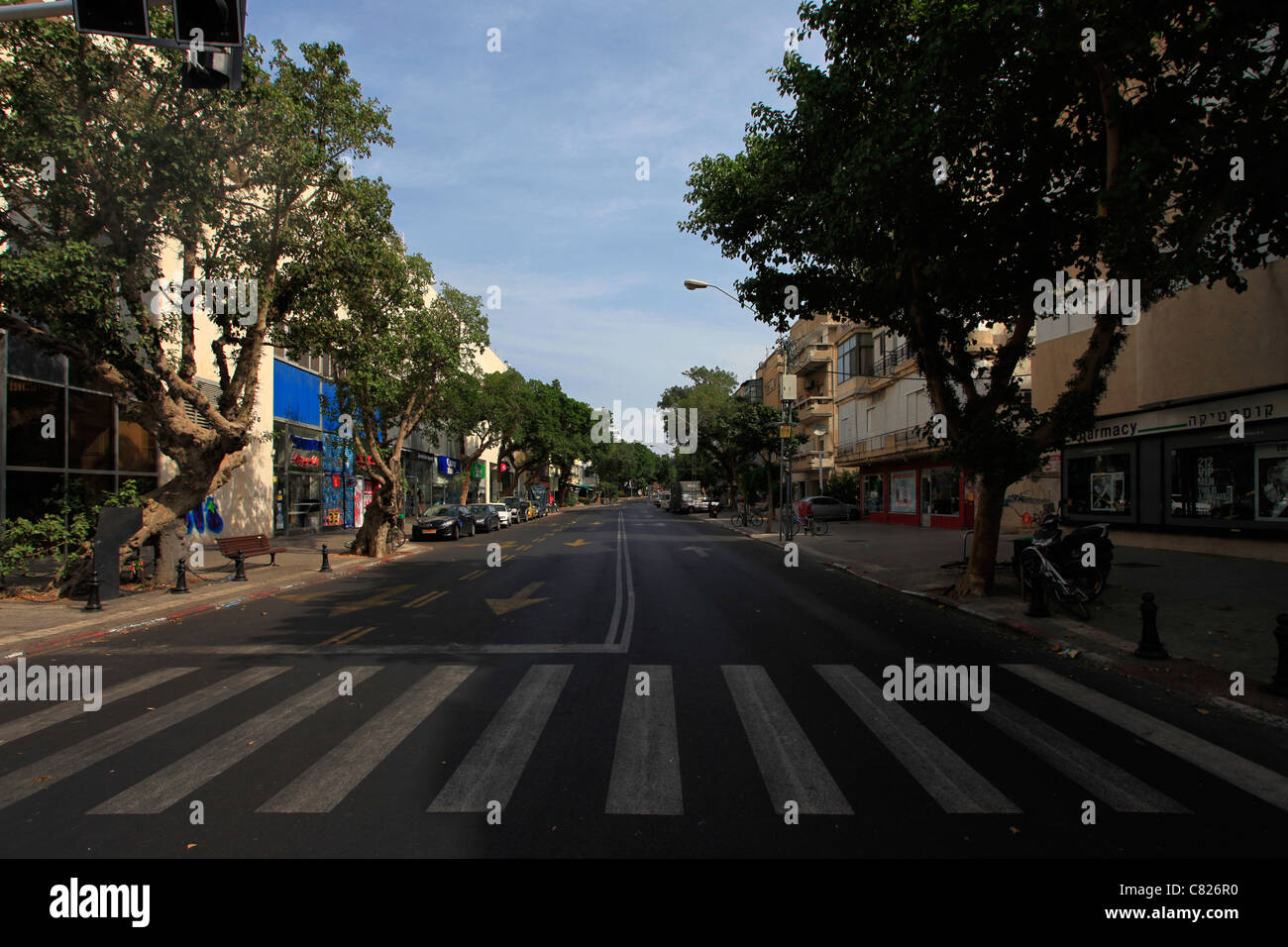 View of empty King George street at one of Tel Aviv busiest area as ...