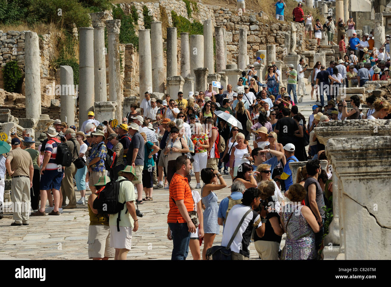 Ephesus, UNESCO World Heritage Site, excavations, Curetes Street with ...