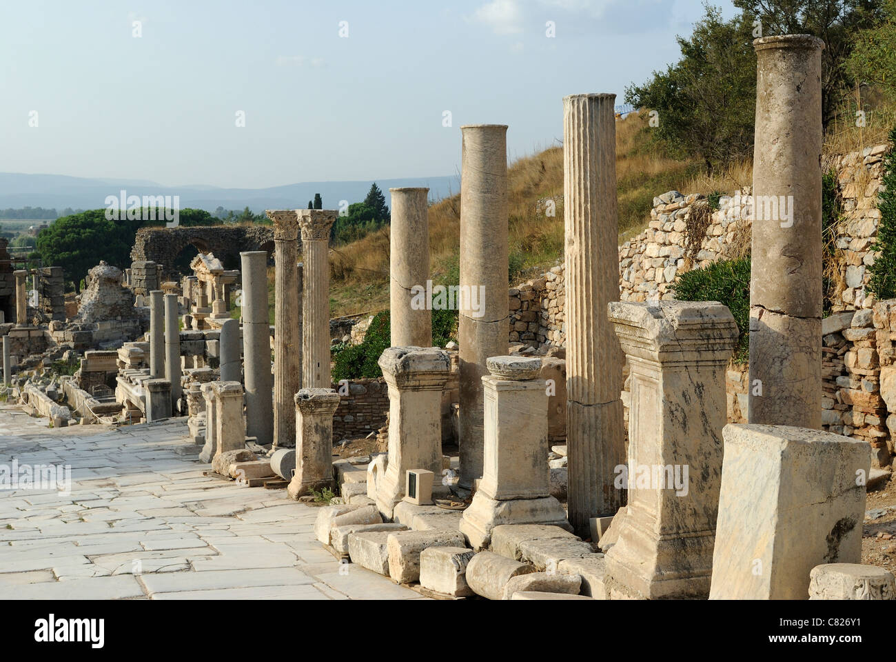 Ephesus, UNESCO World Heritage Site, excavations, Curetes Street with ...