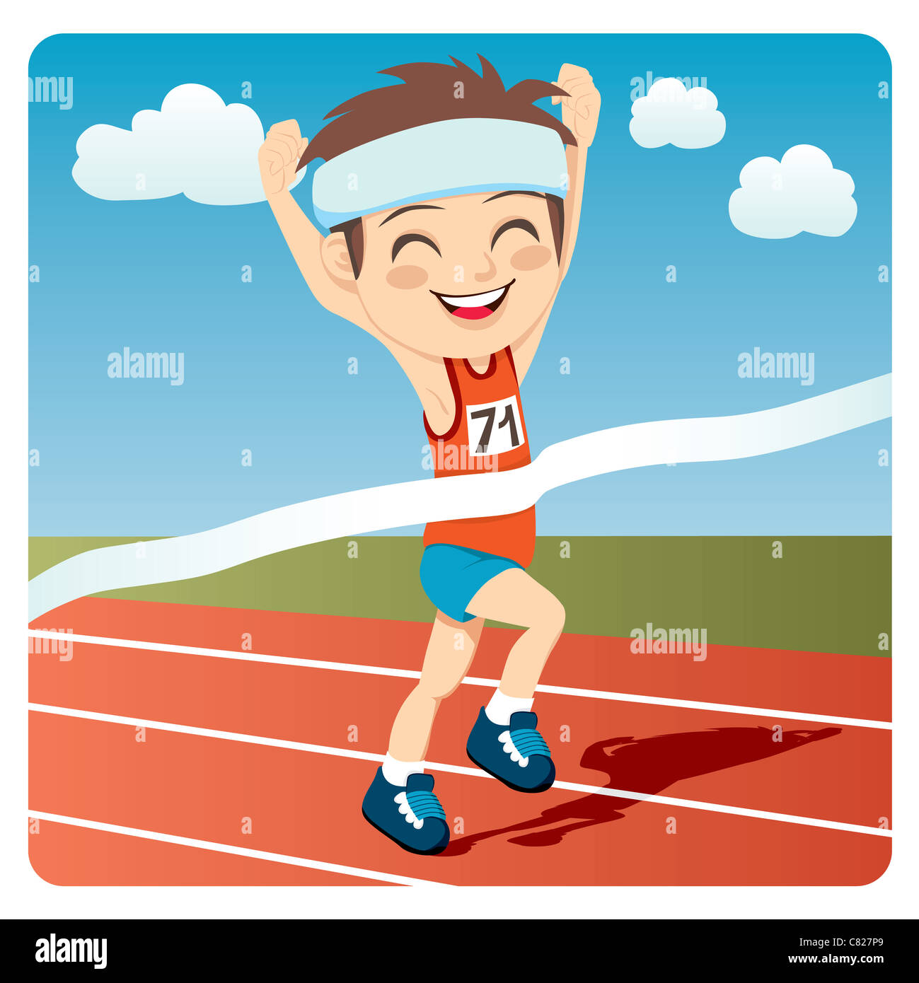 Young athlete man winning Olympic games sprint race competition Stock ...