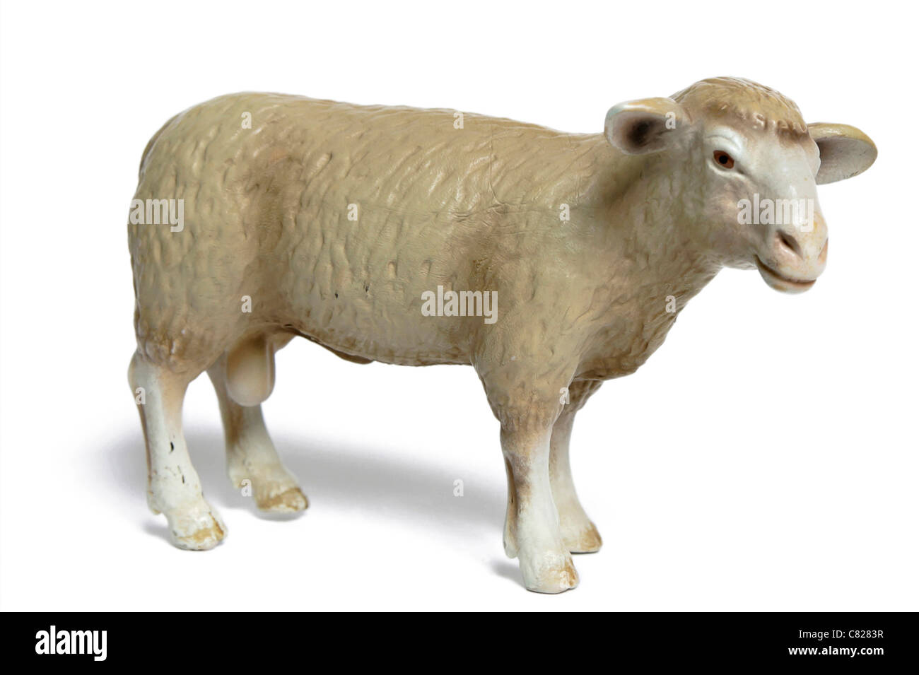 Plastic toy sheep figurine isolated on white background Model Release ...