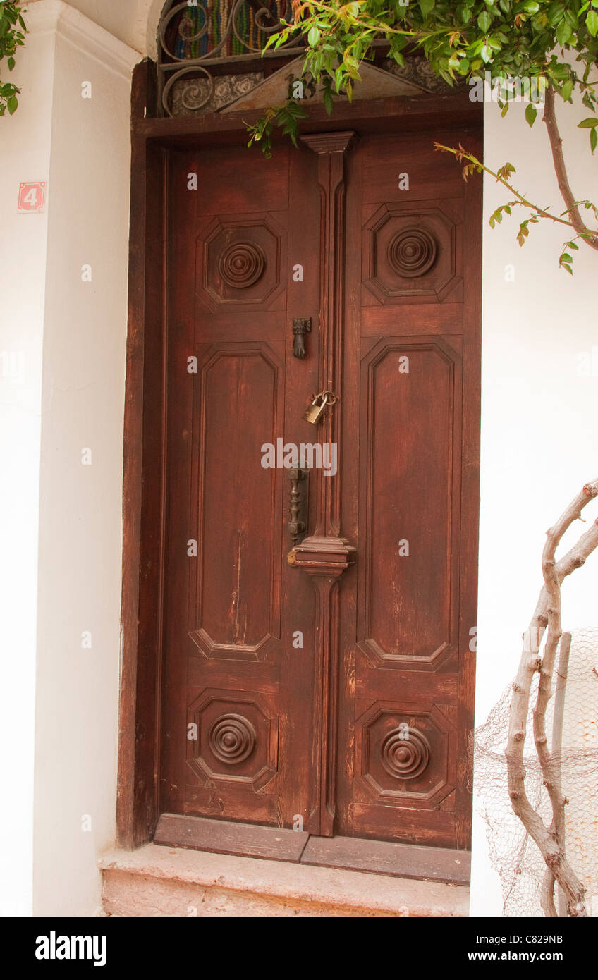 Wooden doors to home, Ayvalik, Turkey Stock Photo - Alamy