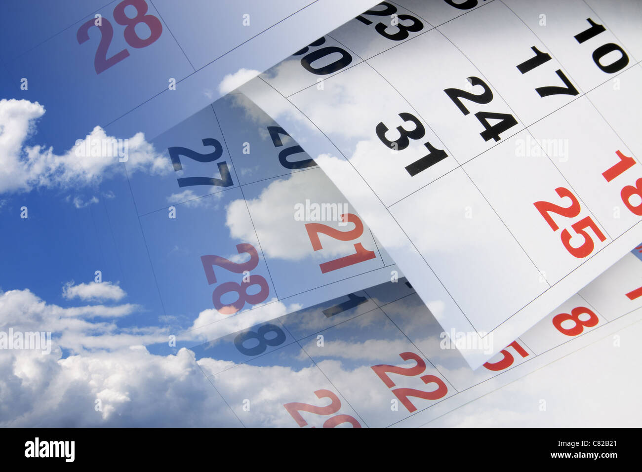 Calendar Pages and Clouds Stock Photo - Alamy