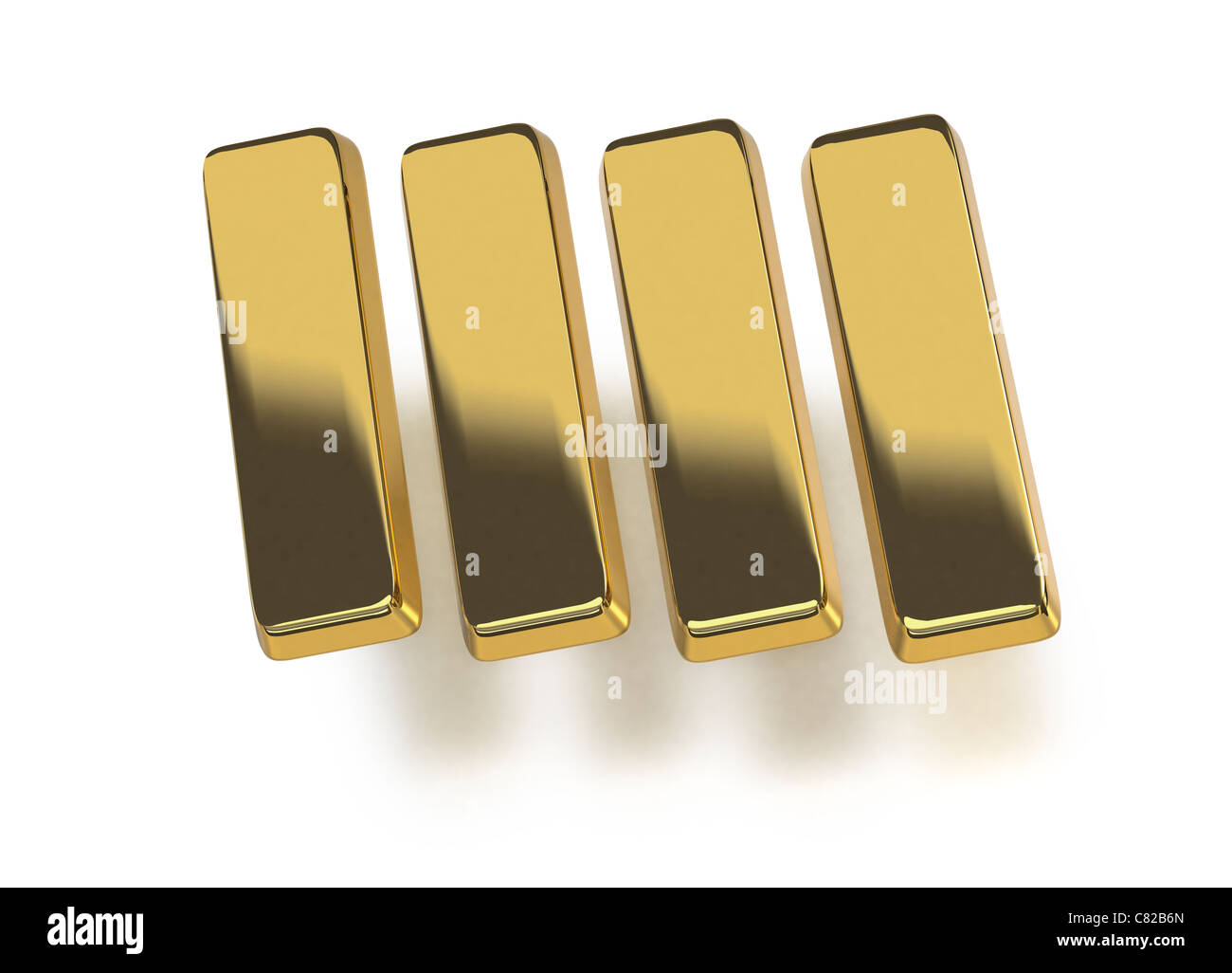 Four golden bars on white background Stock Photo - Alamy
