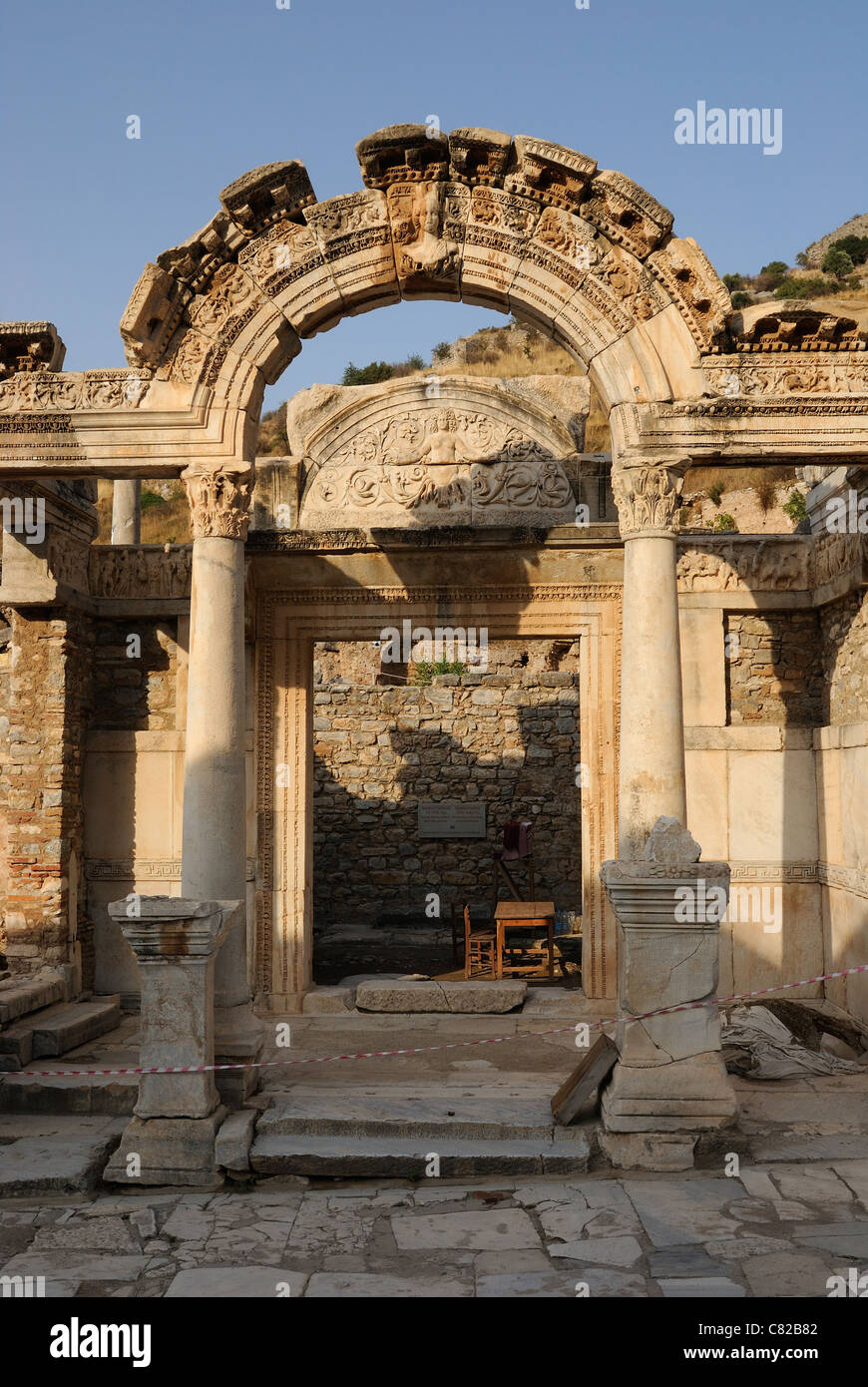 Temple of Hadrian, Curetes Street, excevations, ruins of Ephesus ...