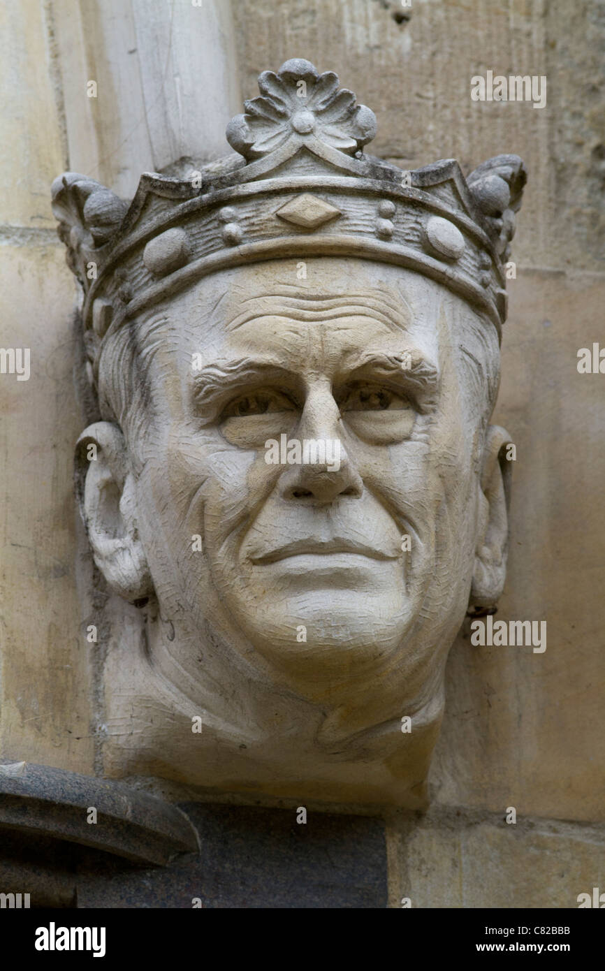 Duke of Edinburgh stone carving at entrance to Chichester cathedral ...