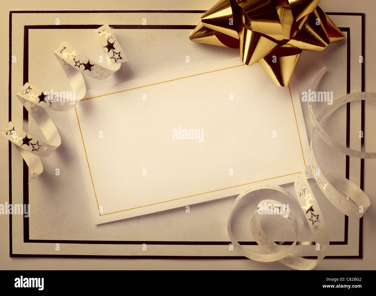 greeting card with ribbon Stock Photo - Alamy
