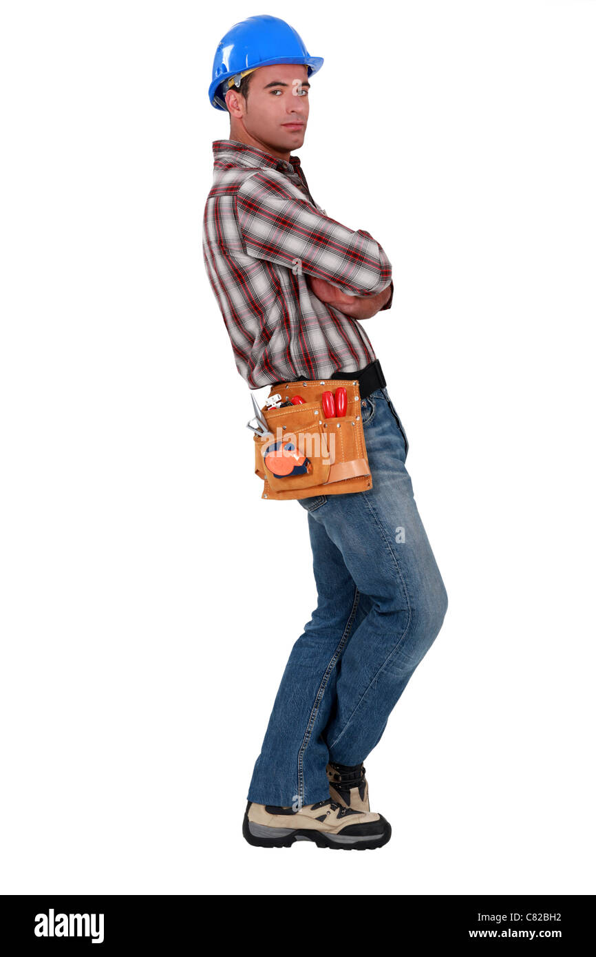 Full length construction worker Stock Photo - Alamy